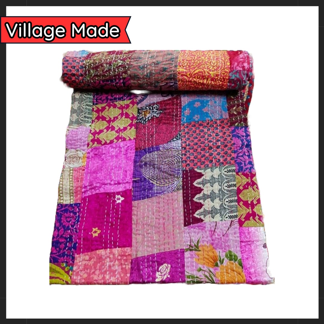 Kantha Patchwork Quilt Kantha Quiltkantha Quilt - Etsy
