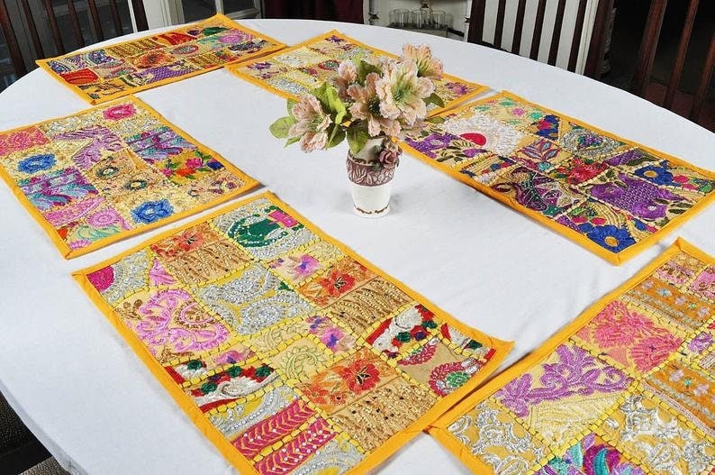 Patchwork Table Mat,table Mats Set,table Mats Yellow,patchwork ...