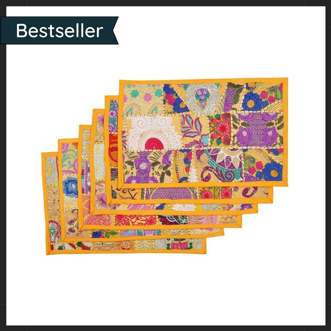 Patchwork Table Mattable Mats Settable Mats Yellowpatchwork - Etsy