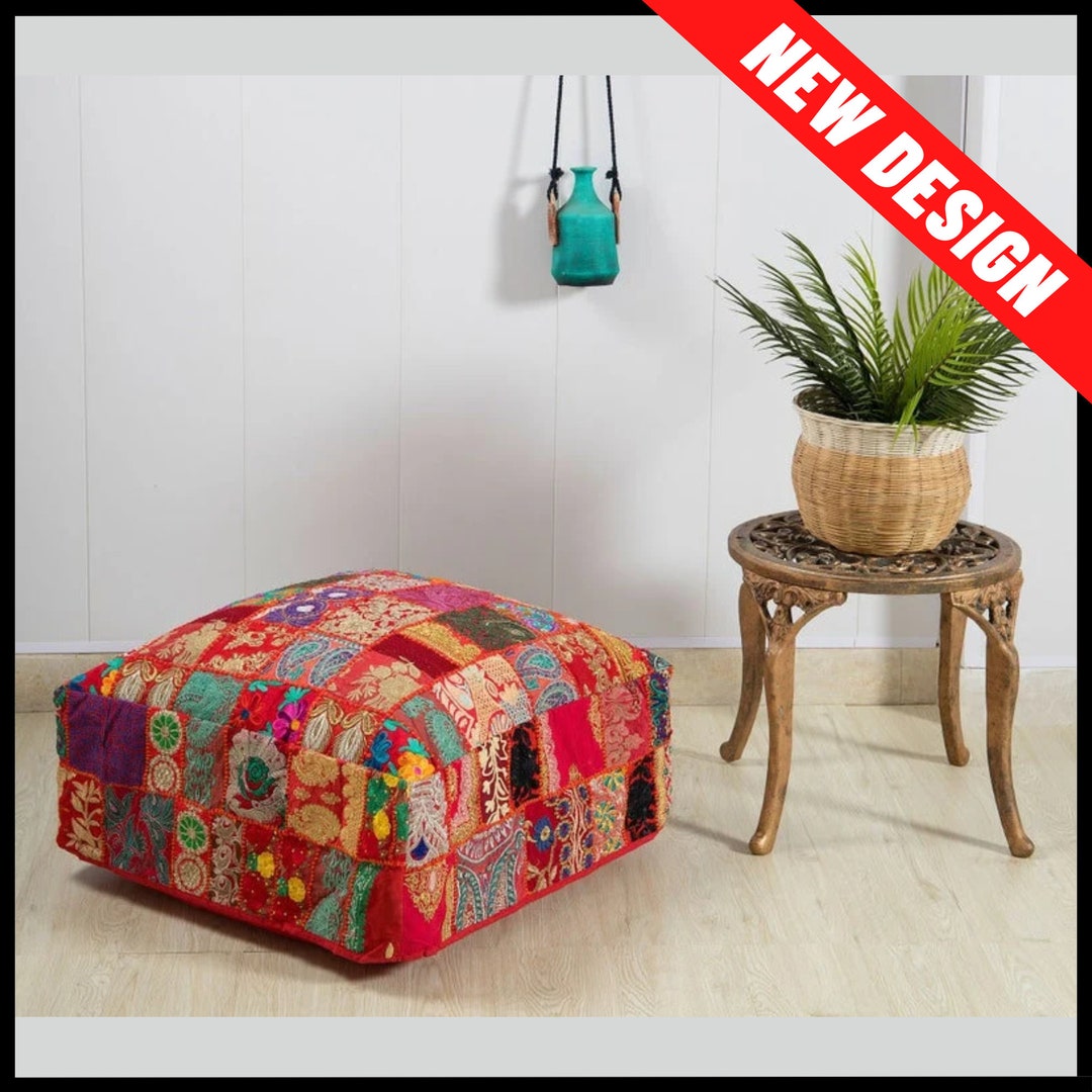 Square Ottoman Cover/slipcover,pouf Ottoman Footstool,boho Ottoman ...