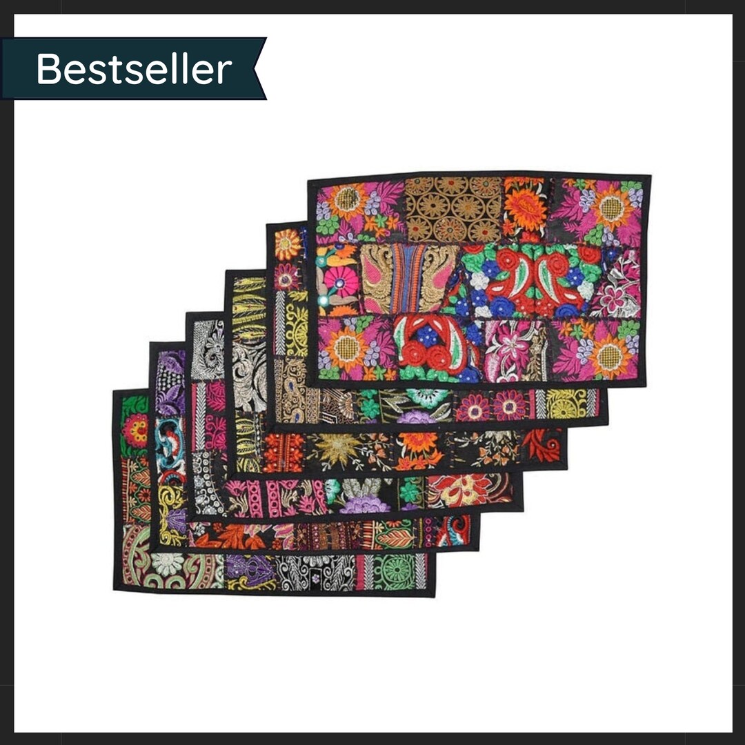 Patchwork Table Mat,table Mats Set,table Mats Black,patchwork Placemats ...