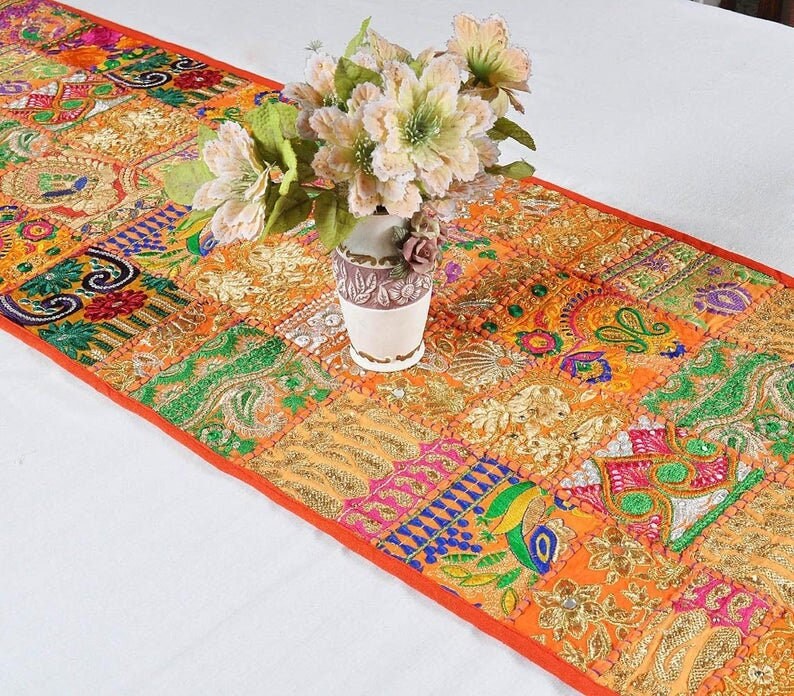 Art Deco Table Runner, Mid Century Style Table Runner, Tapestry Table ...