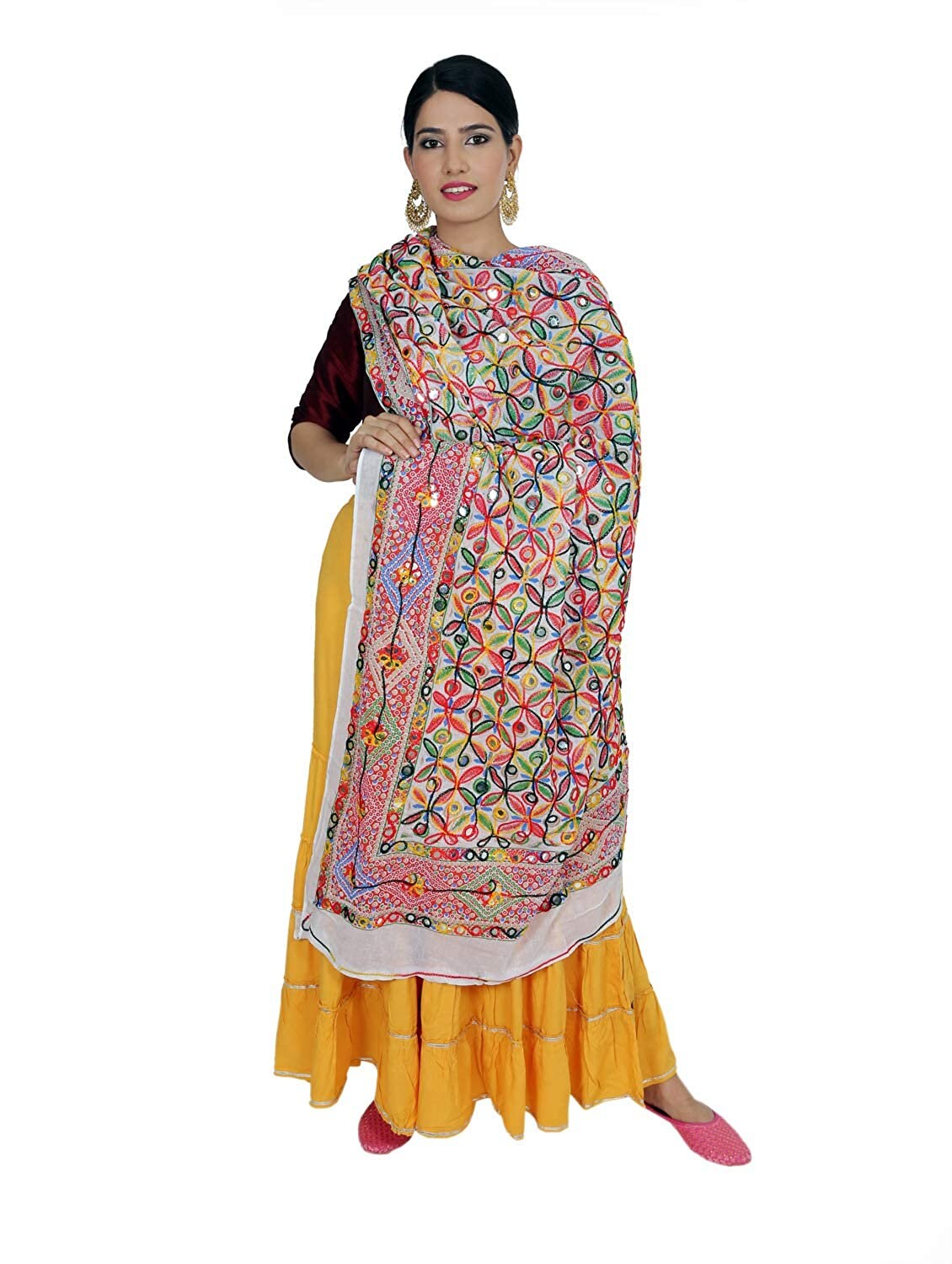 Phulkari Dupatta With Mirrorphulkari Scarfphulkari - Etsy