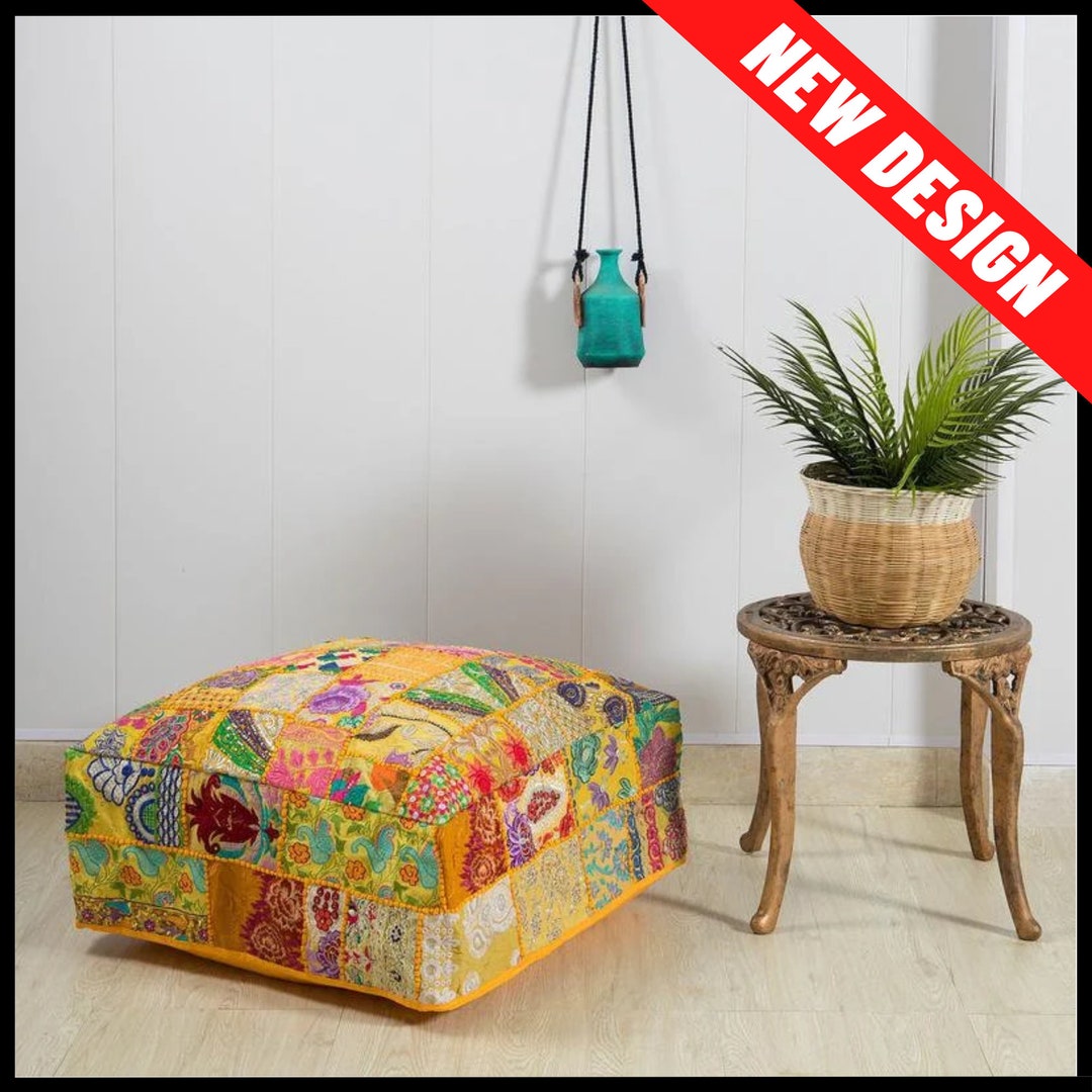 Square Ottoman Cover/slipcover,pouf Ottoman Footstool,boho Ottoman ...