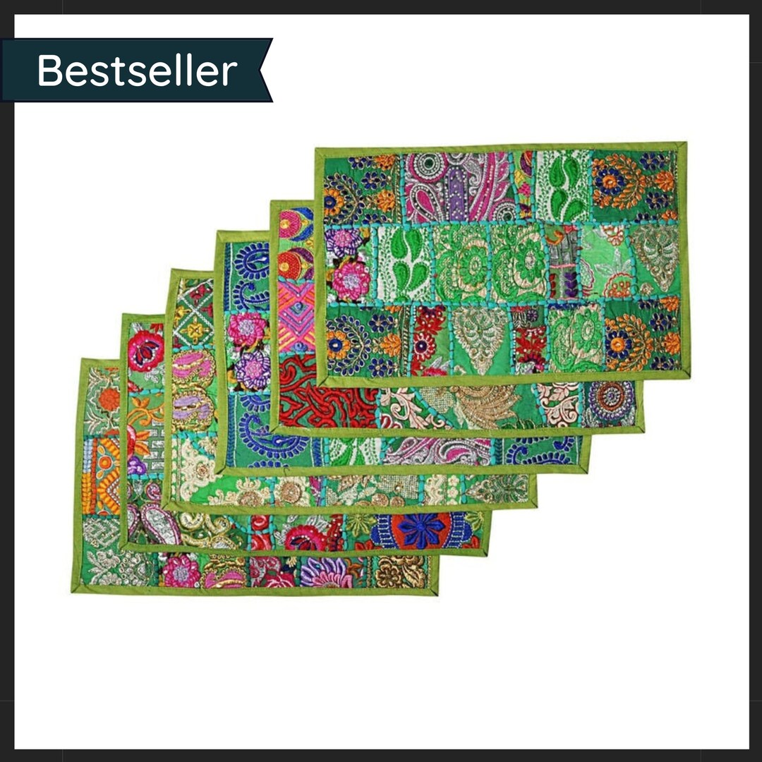 Patchwork Table Mat,table Mats Set,table Mats Green,patchwork Placemats ...
