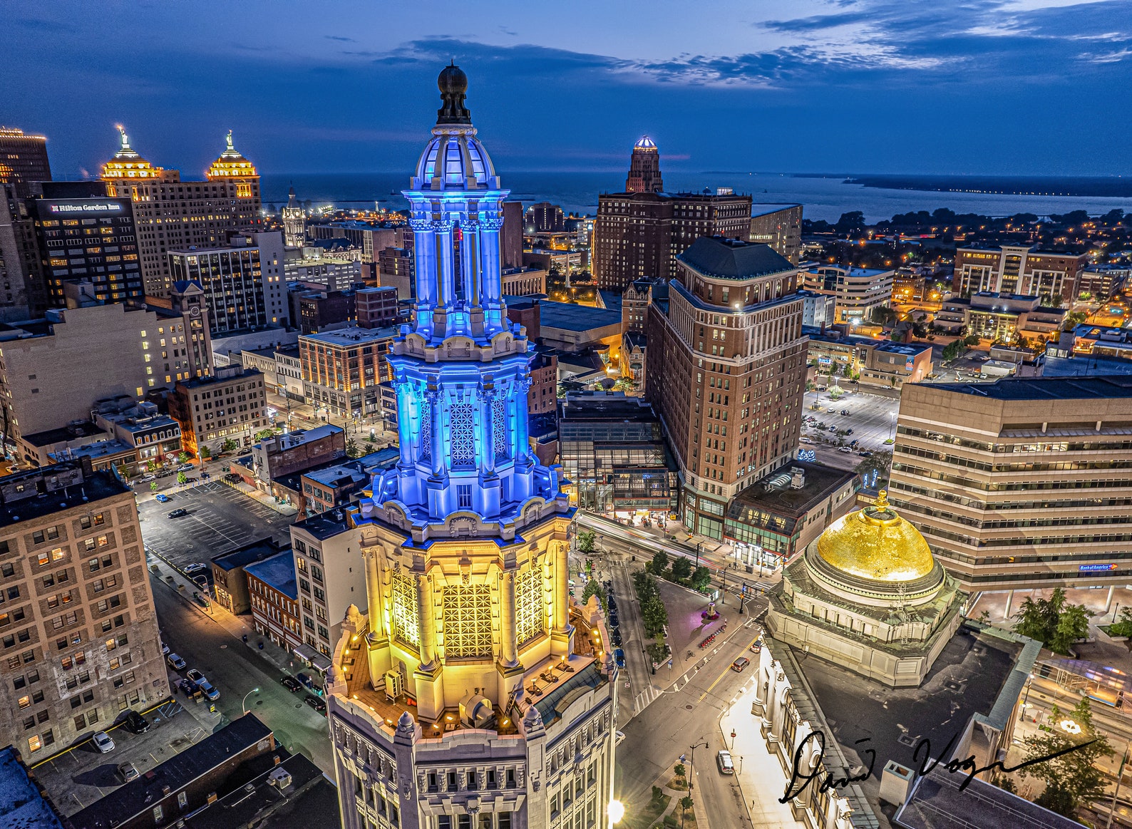 Buffalo New York Skyline Electric Tower at Night Canvas - Etsy