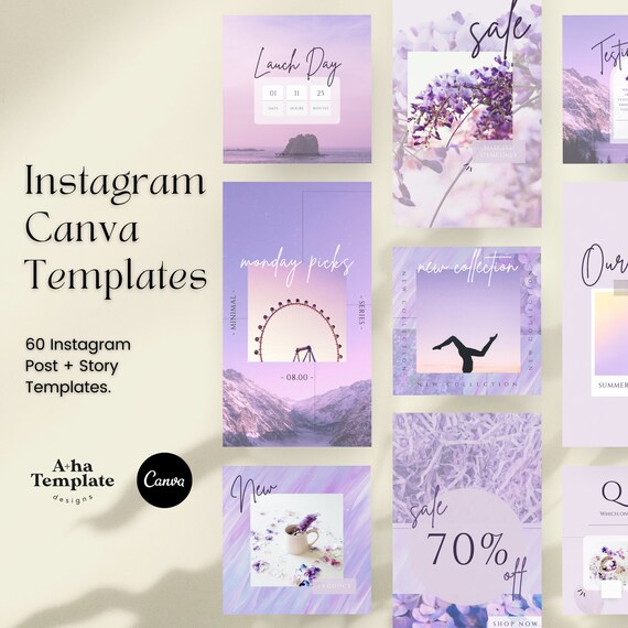 Minimalist Neutral Canva Templates IG Feed Light Purple Instagram ...