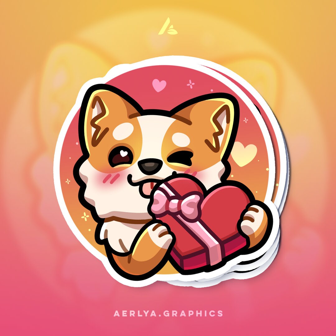 Valentine's Day Corgi Sticker previous Member Reward February 2024 - Etsy