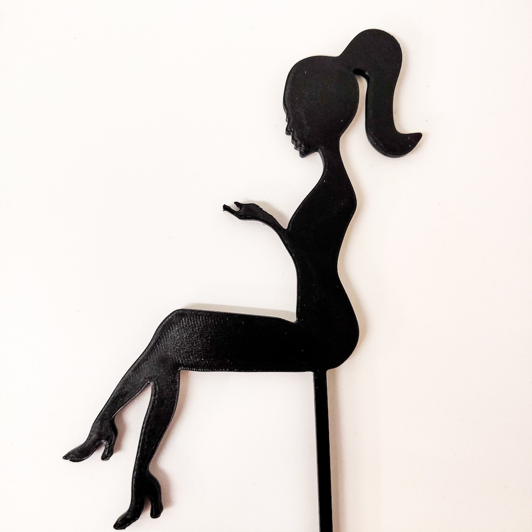 Woman Silhouette Cake Topper, Custom Age Topper, Happy Birthday, Party ...