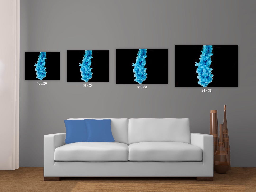 Blue and Black Satin Poster | Abstract Art | Light Blue - Etsy