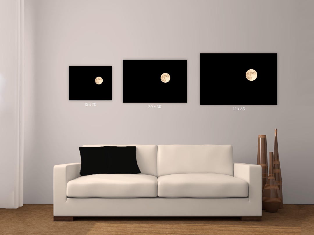 Full Moon - Metal Print | Black and White | Night Sky | Wall Art | Home ...