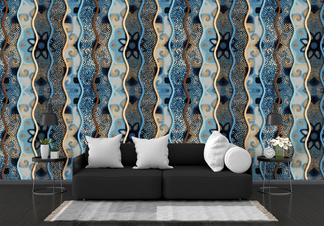 Ornamental Mosaic Tile Wallpaper, Relief Wave Wallpaper, Different ...