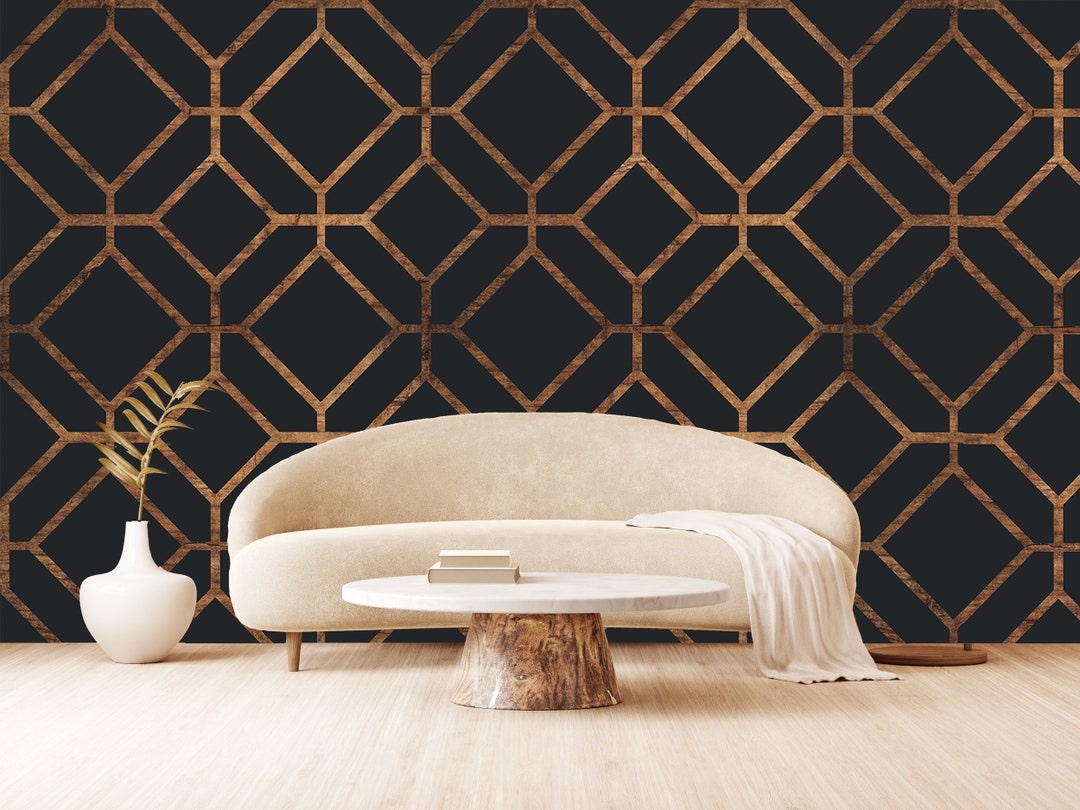 Anthracite Background Geometric Digital Print Wallpaper Wall - Etsy Canada