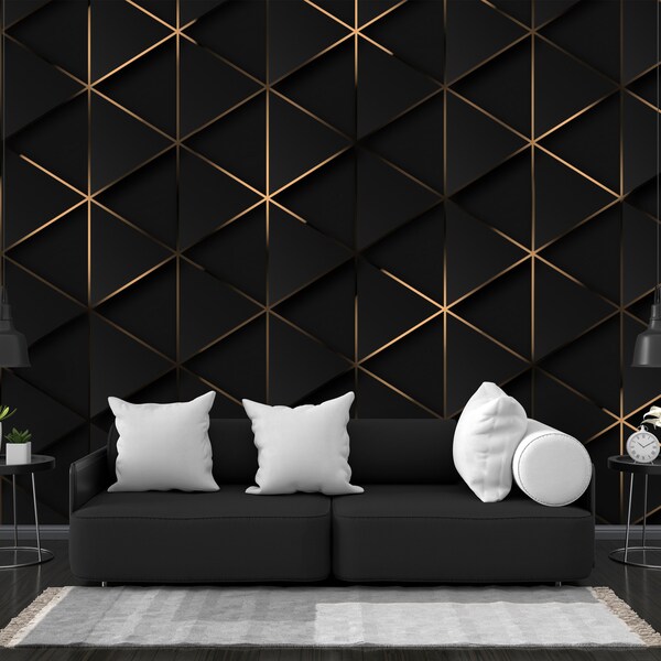 Black and Gold Wallpaper - Etsy