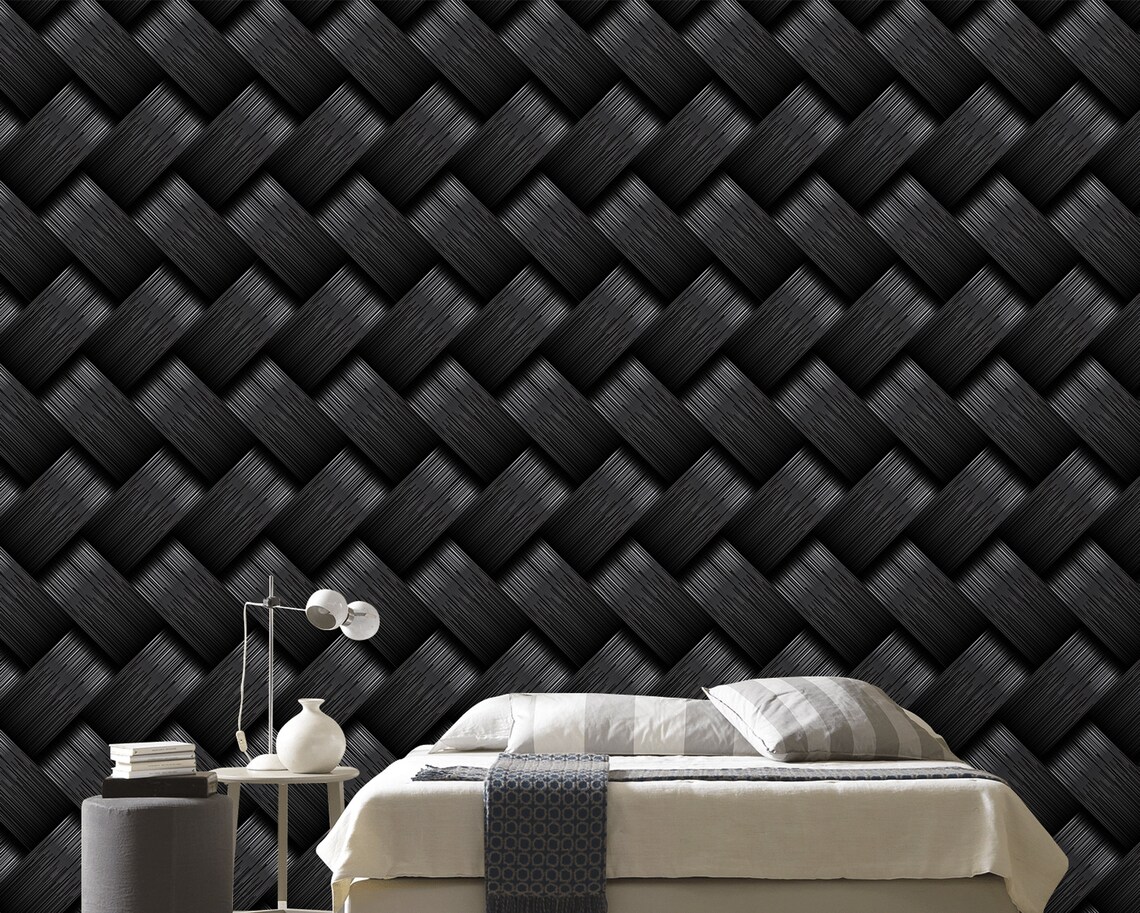 Black Wallpaper Braided Design Indoor Wall Covering Peel and - Etsy