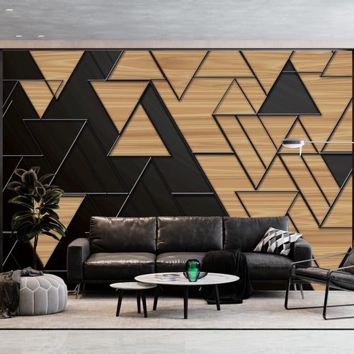 3D Geometric Wallpaper Design With Embossed Geometric Shapes | Etsy