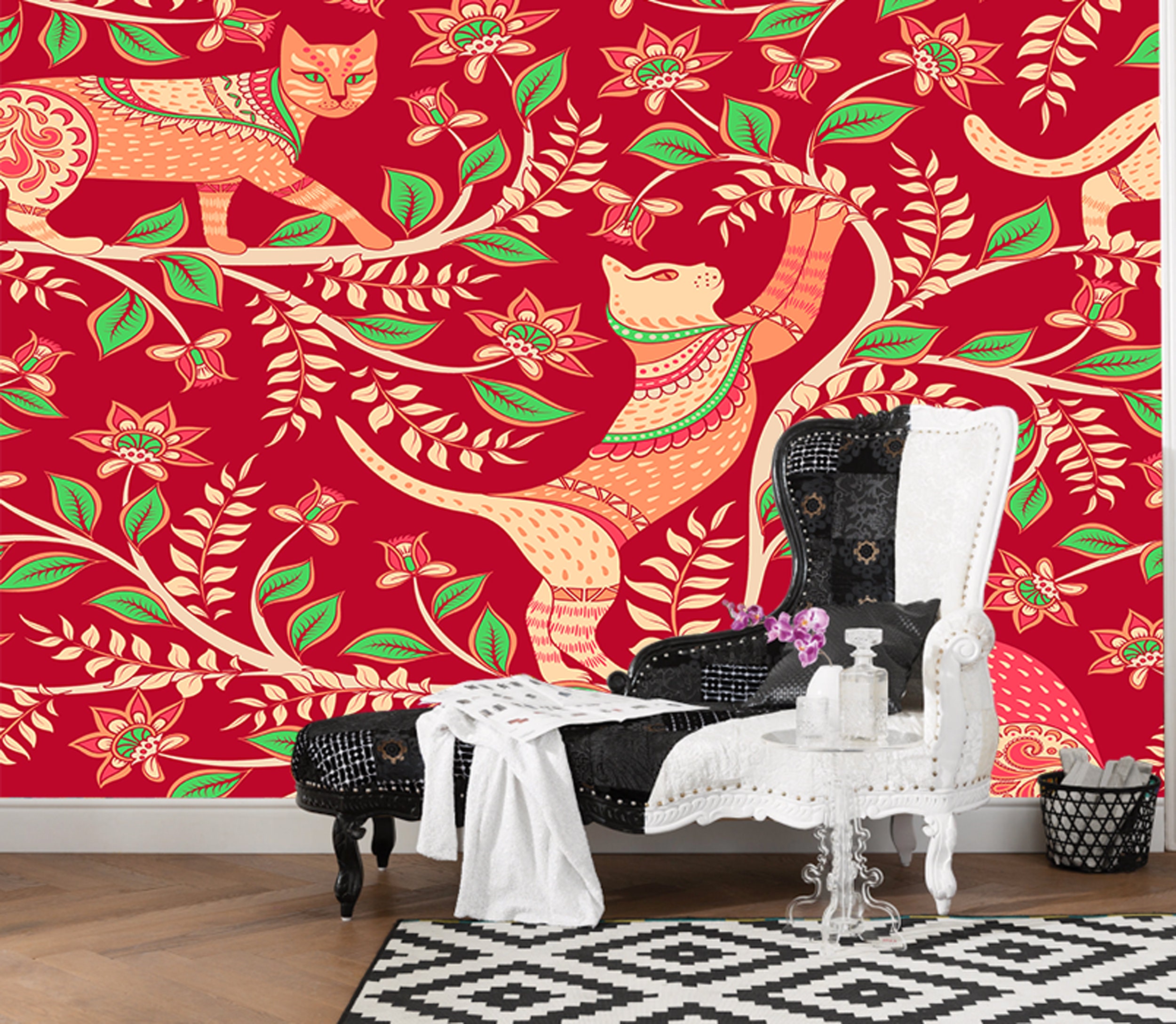 Indian Wallpaper Pattern Red