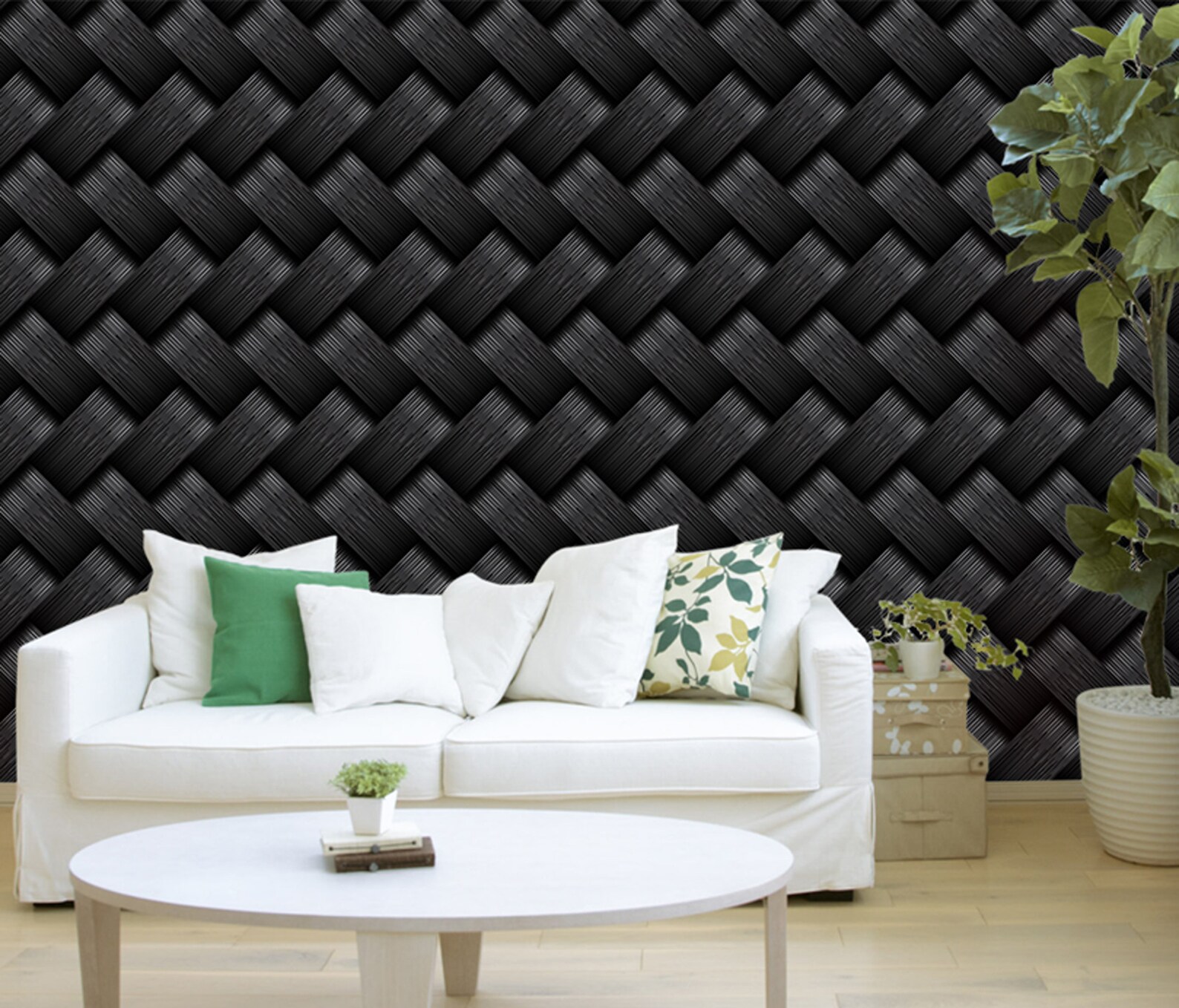Black Wallpaper Braided Design Indoor Wall Covering Peel and - Etsy