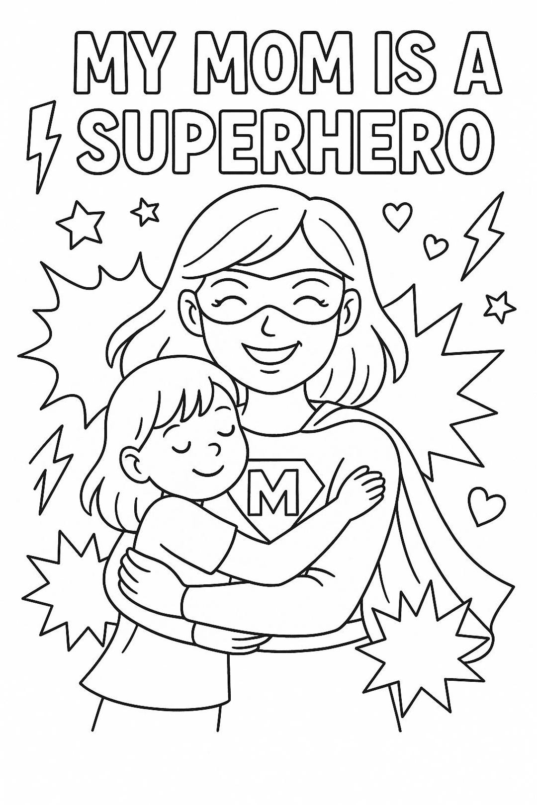 Superhero Mom Coloring Page – Printable Mother's Day Gift (PDF) - Etsy UK