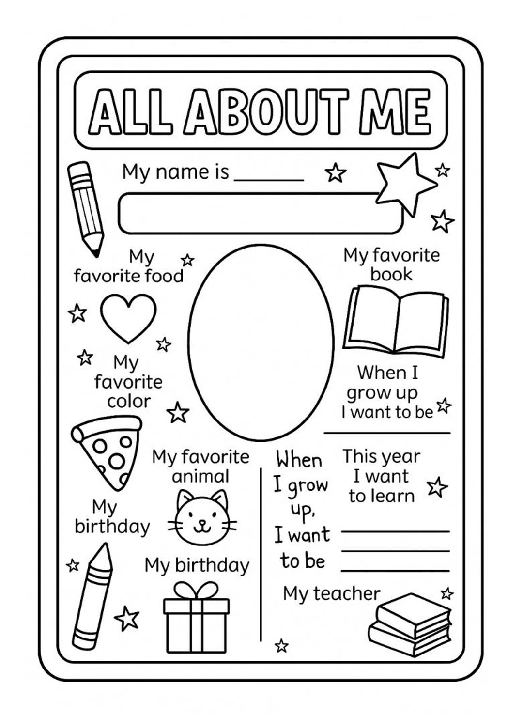 All About Me Coloring Page | Back to School Activity (PDF Download) - Etsy