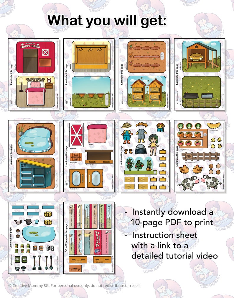 DIY Happy Farm Busy Book Printable Paper Dollhouse, Activity Book ...