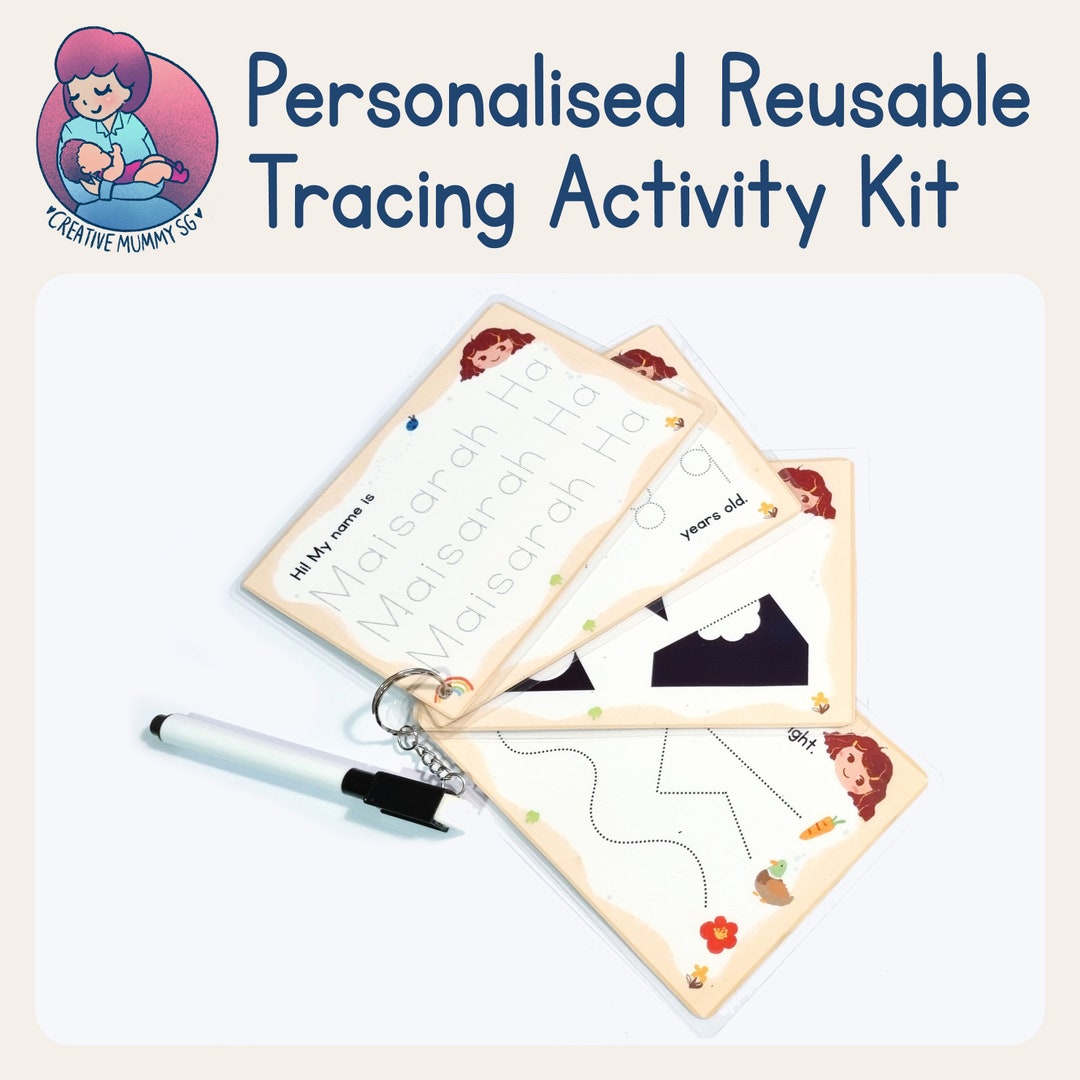 Printable Personalized Reusable Tracing Activity for Toddlers (4 Themes ...
