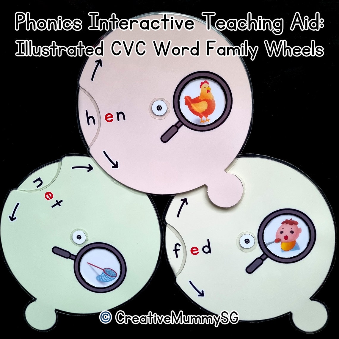 Printable Montessori Phonics Interactive Teaching Aid: Illustrated CVC ...
