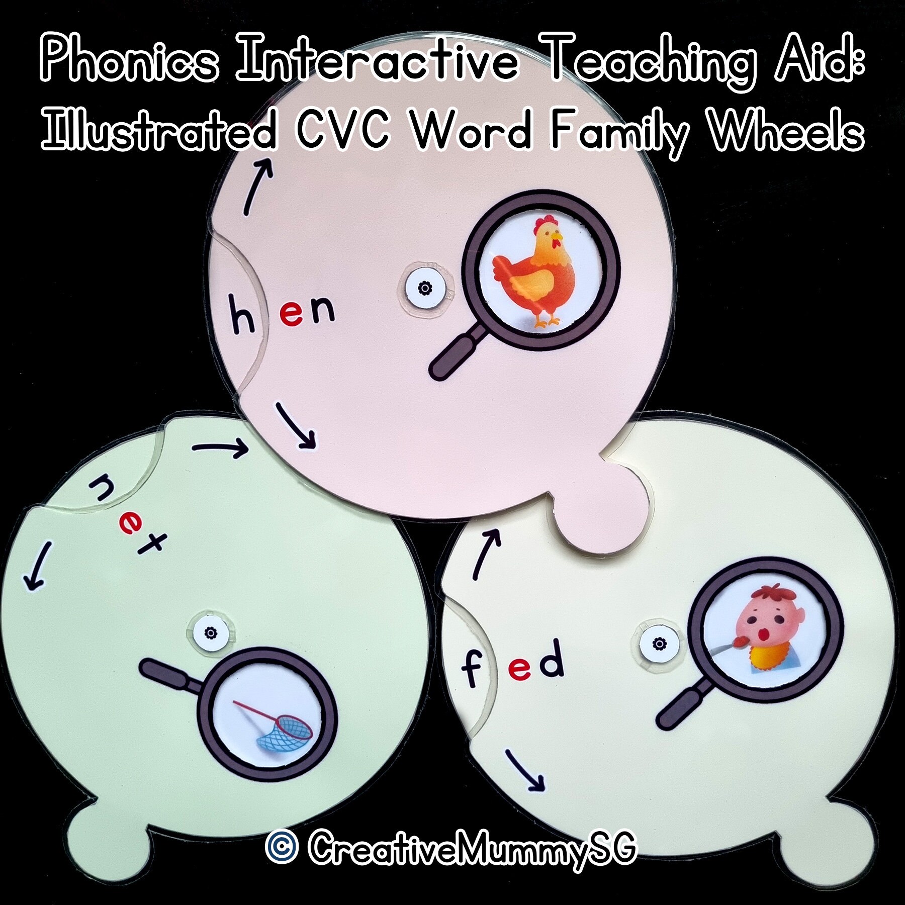 Printable Montessori Phonics Interactive Teaching Aid: Illustrated CVC ...