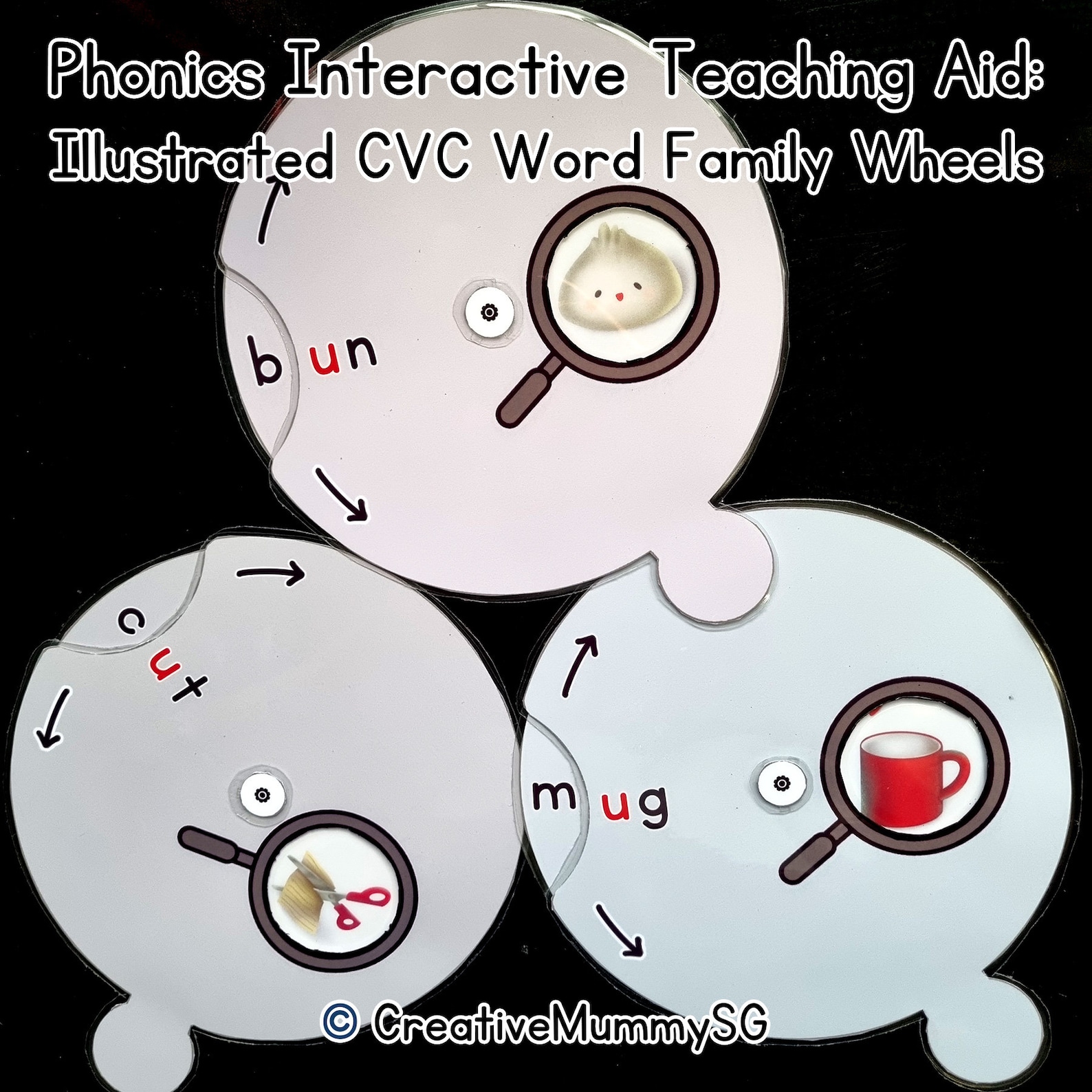 Printable Montessori Phonics Interactive Teaching Aid: Illustrated CVC ...