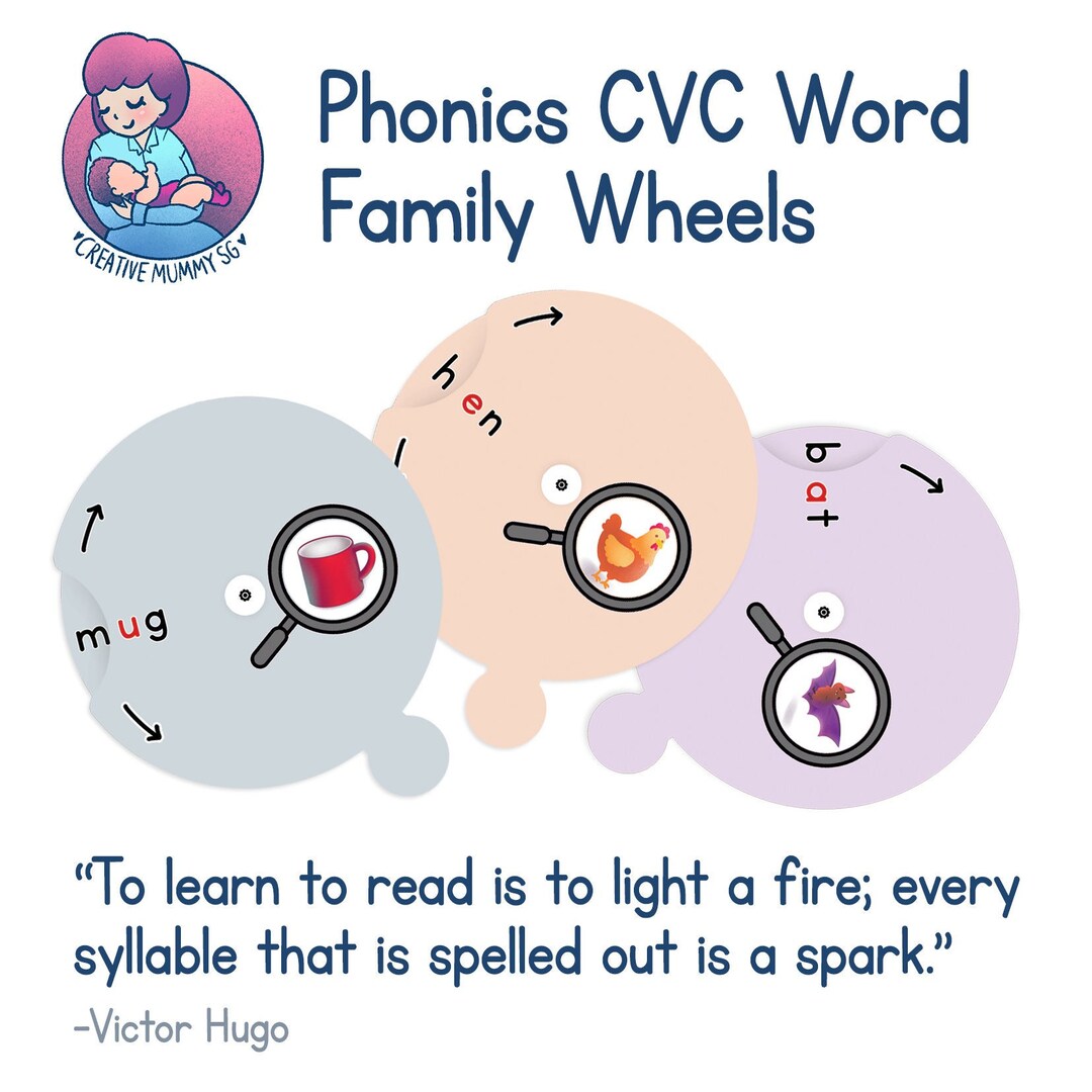 Printable Montessori Phonics Interactive Teaching Aid: Illustrated CVC ...