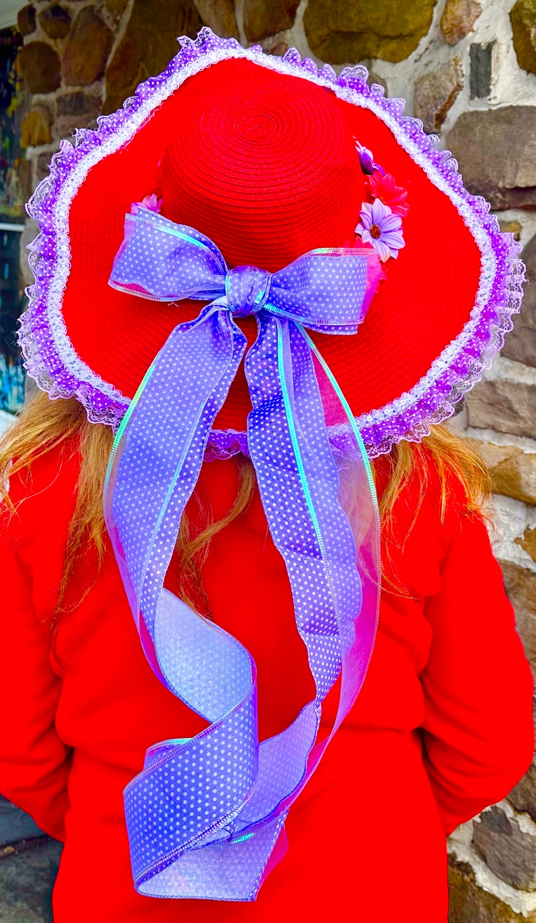 Red Hat Lady Society Red Hat With Purple Lace Trim - Etsy