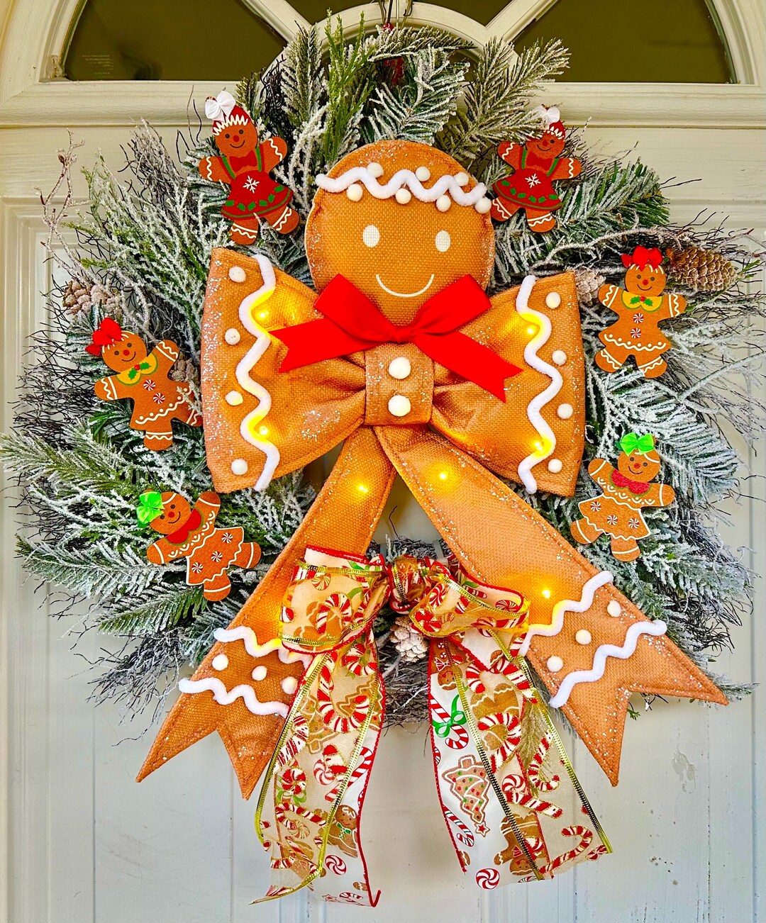 Light up Gingerbread Man Christmas Wreath - Etsy