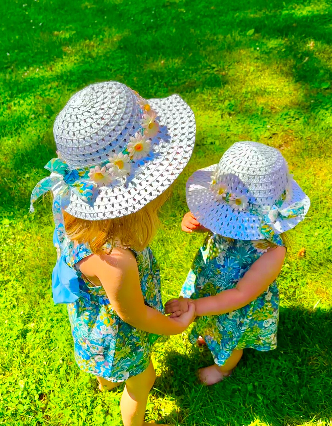 Beautiful Blue Floral Matching Sundresses, Sunhats and Purses - Etsy