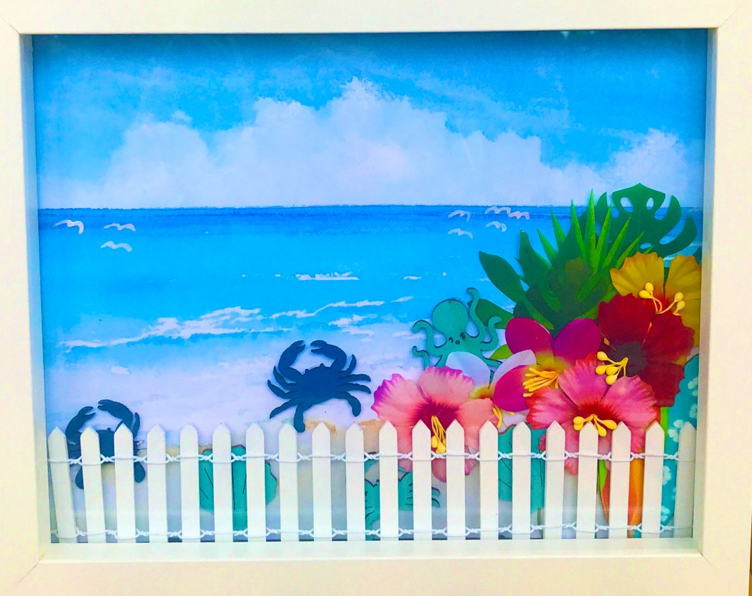 Tropical Beach Scene in a Shadow Box Free Gift Bag and Card! - Etsy