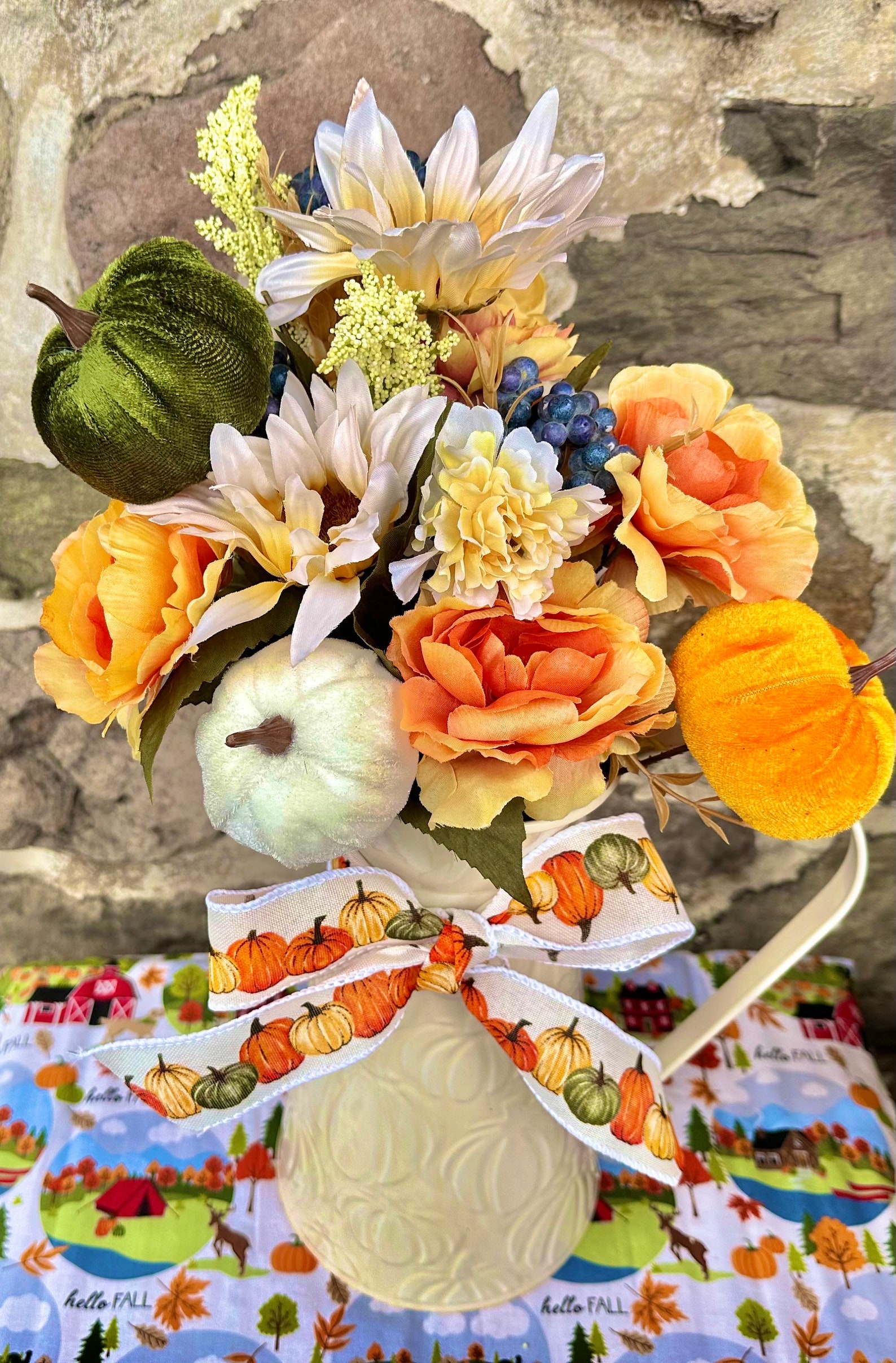 Pumpkin Pitcher Fall Floral Arrangement - Etsy