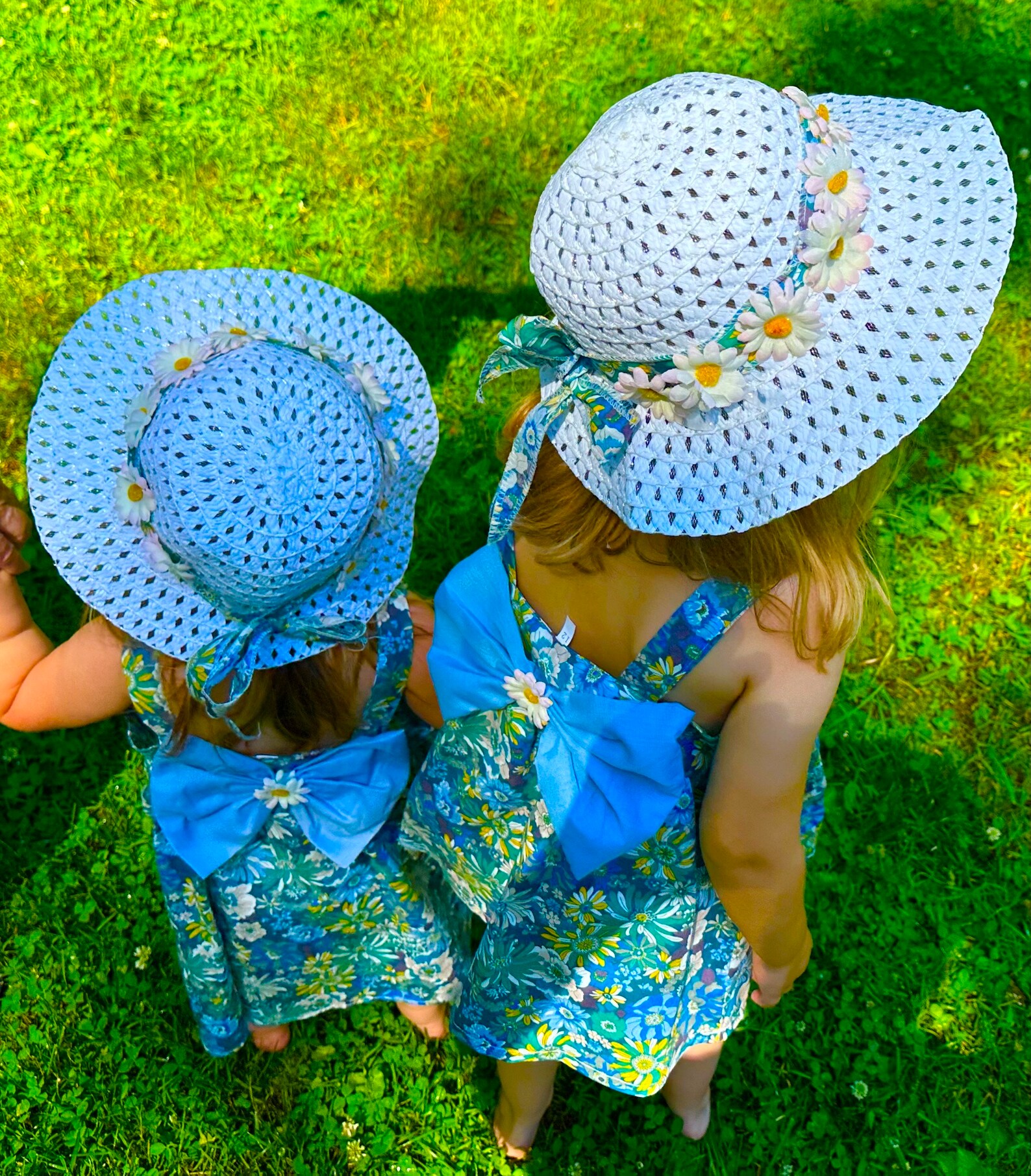 Beautiful Blue Floral Matching Sundresses, Sunhats and Purses - Etsy