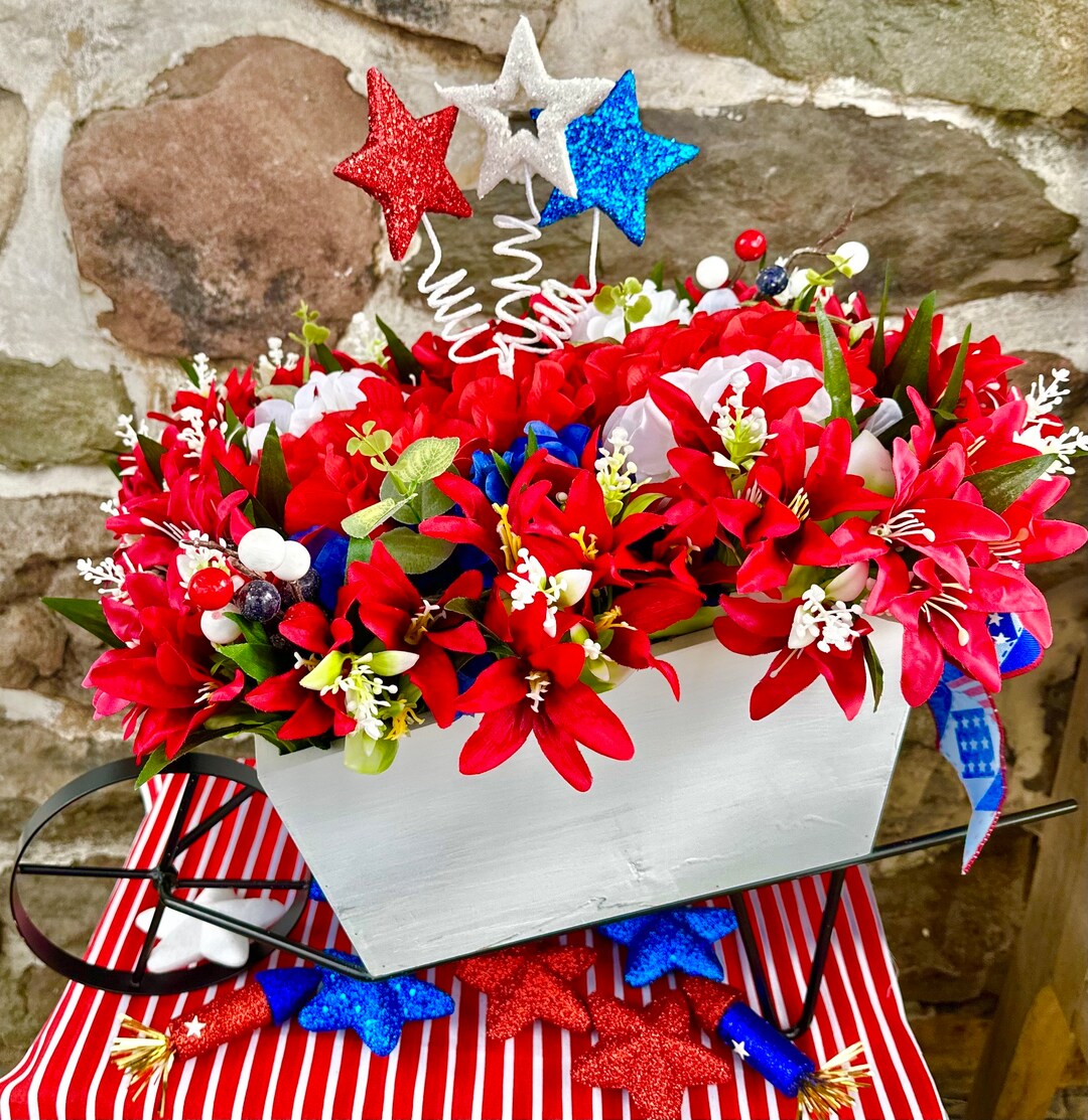 Beautiful Patriotic Wheel Barrow Half Price Sale!!!!!! - Etsy