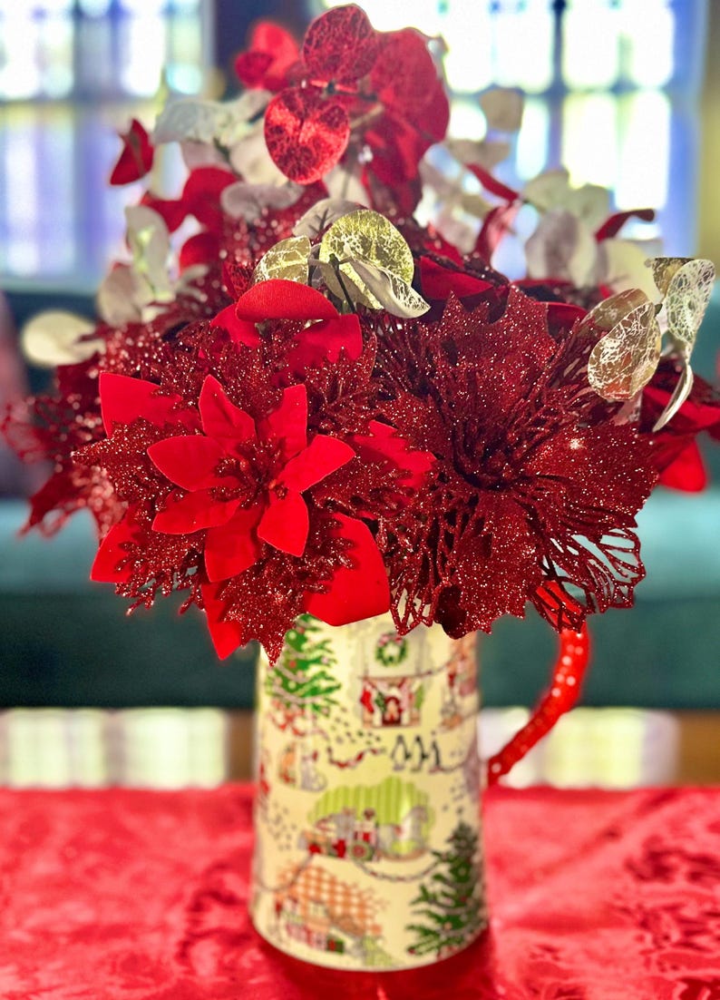 Nostalgic Christmas Floral Pitcher Bouquet - Etsy