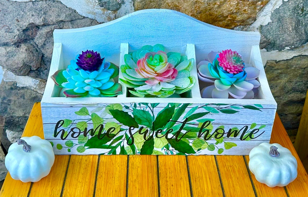 Rustic Farmhouse “home Sweet Home” Box of Succulents - Etsy