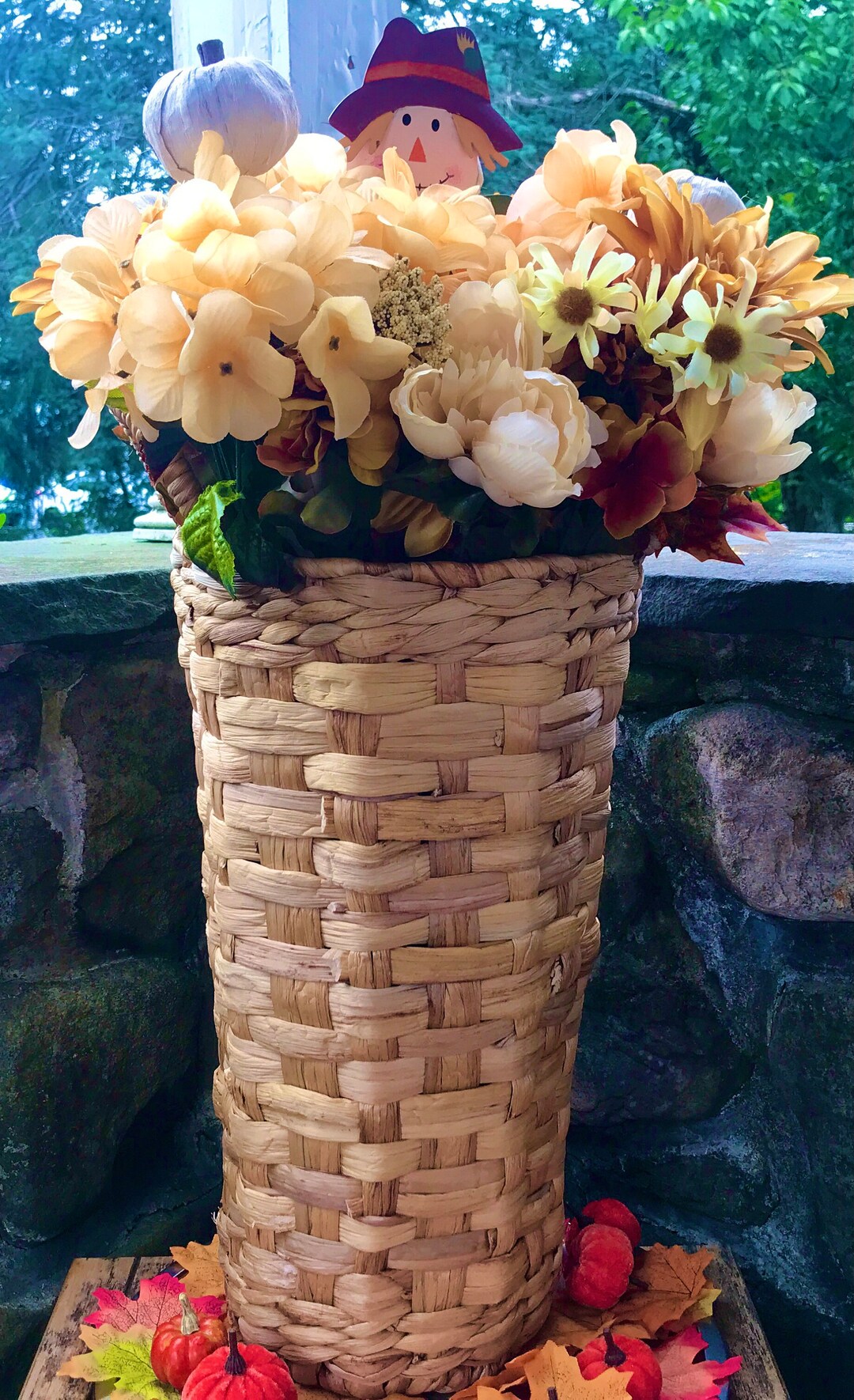 Tall Basket of Fall Flowers - Etsy