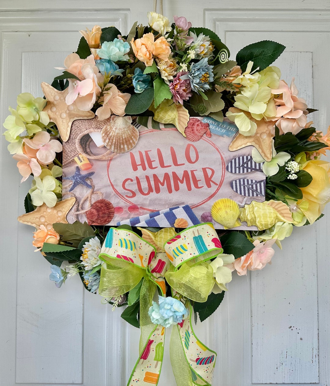 Seashore Seashells on a Hello Summer Wreath - Etsy