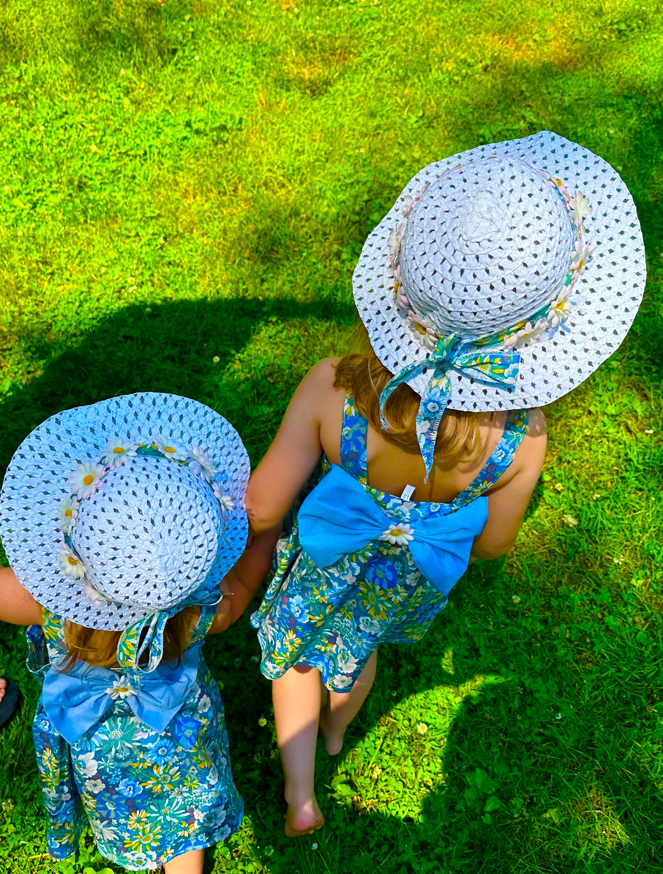 Beautiful Blue Floral Matching Sundresses, Sunhats and Purses - Etsy
