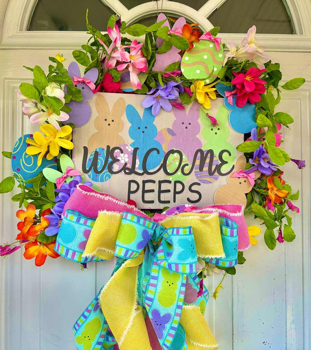 Welcome Peeps Colorful Easter Wreath Ships Next Business Day!!!! - Etsy