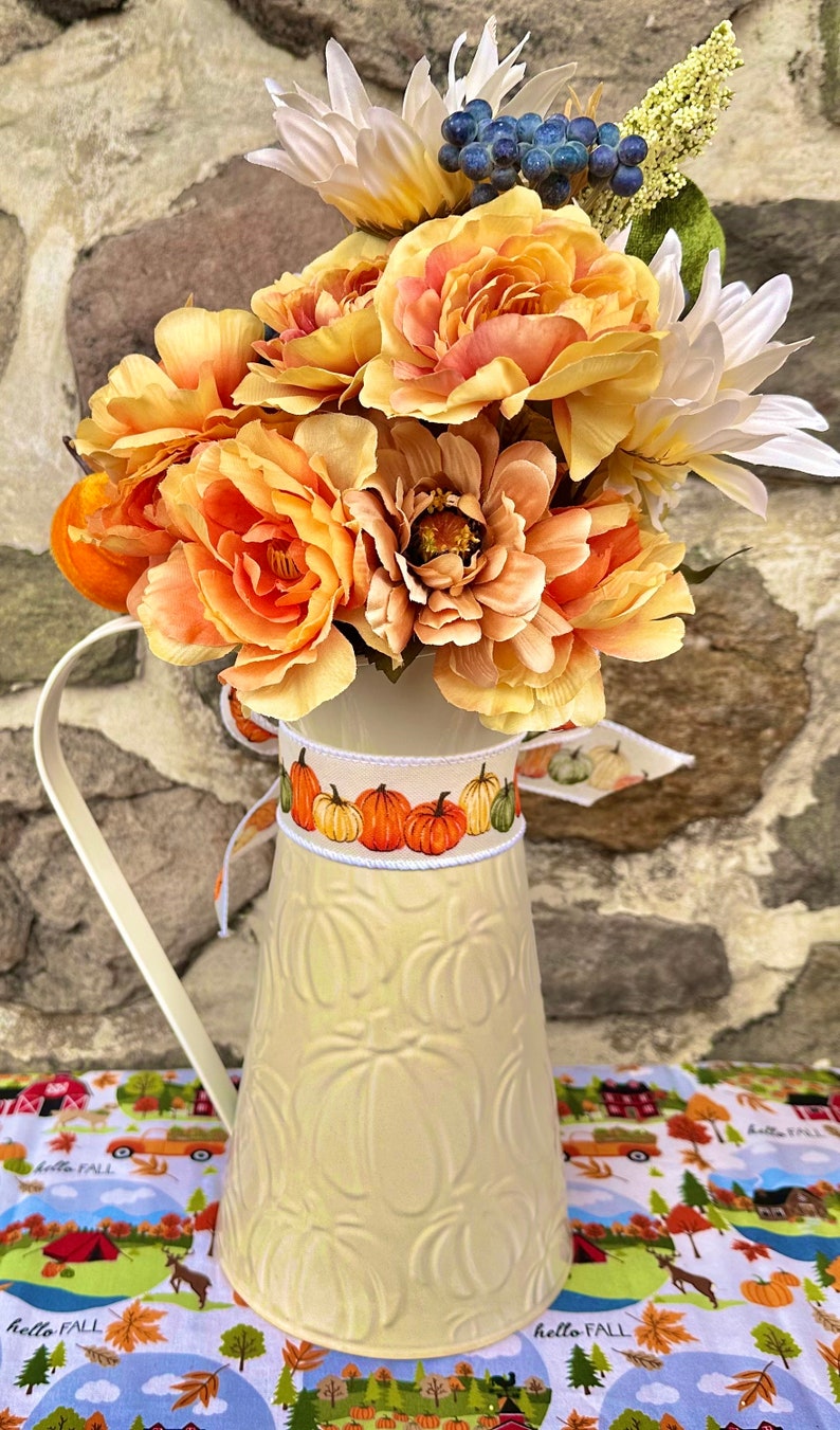 Pumpkin Pitcher Fall Floral Arrangement - Etsy