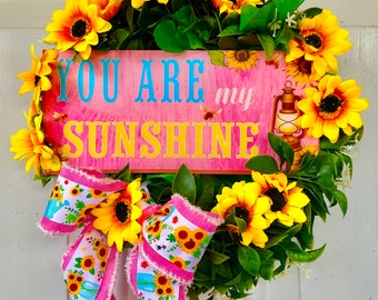 Sunflower Wreath, Country Wreath, You Are My Sunshine Wreath, Spring ...