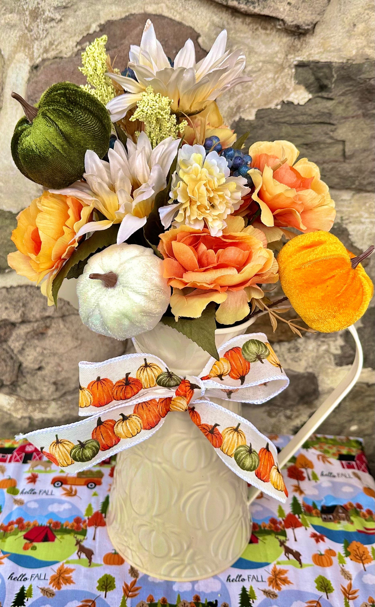 Pumpkin Pitcher Fall Floral Arrangement - Etsy