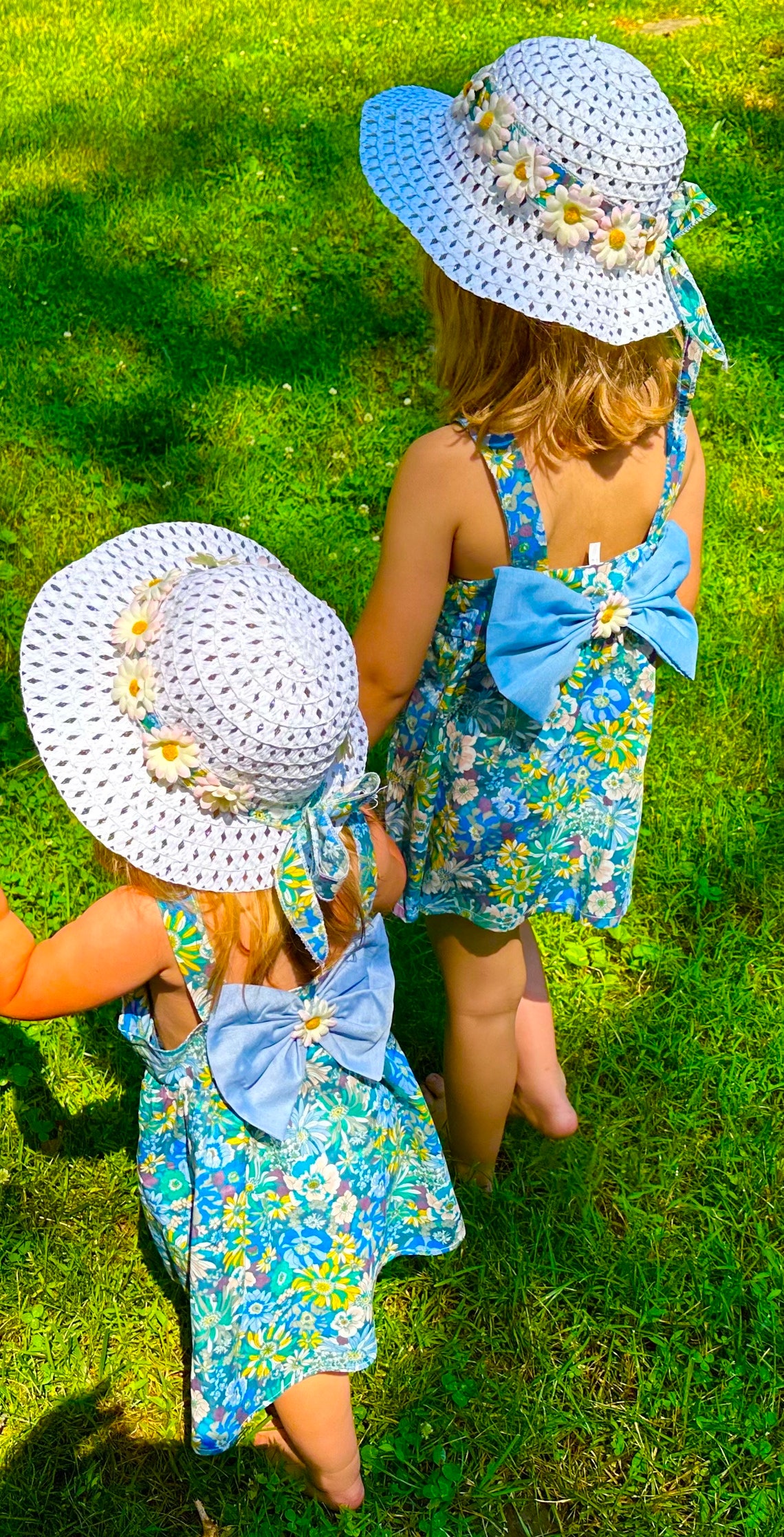 Beautiful Blue Floral Matching Sundresses, Sunhats and Purses - Etsy