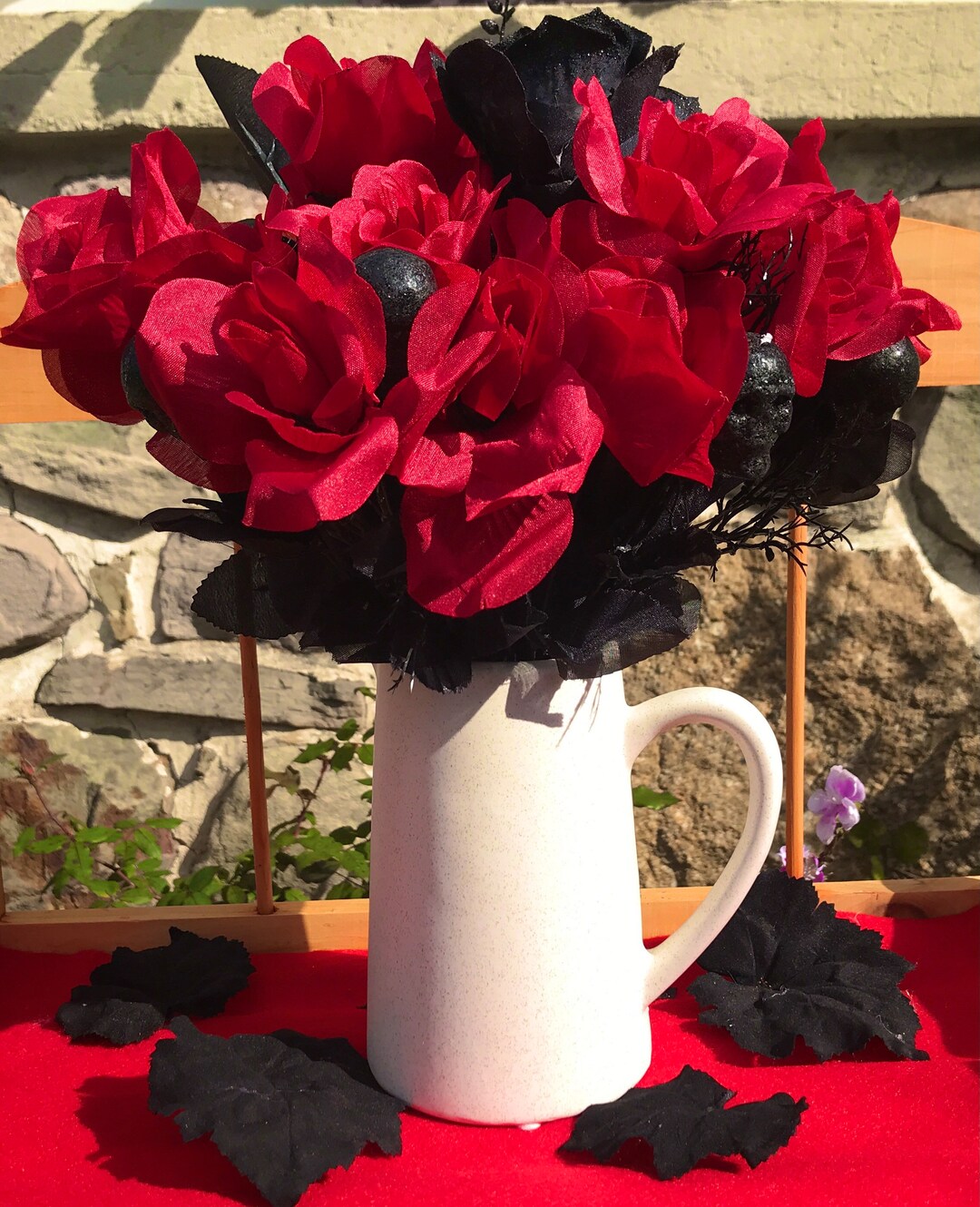 Red and Black Halloween Rose Bouquet - Etsy