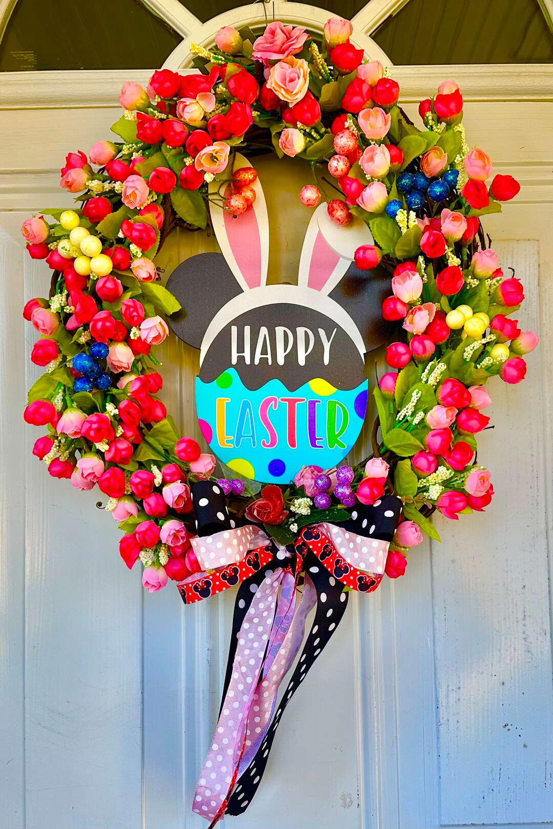 Minnie Mouse Happy Easter Wreath Free Mickey & Minnie Tote - Etsy