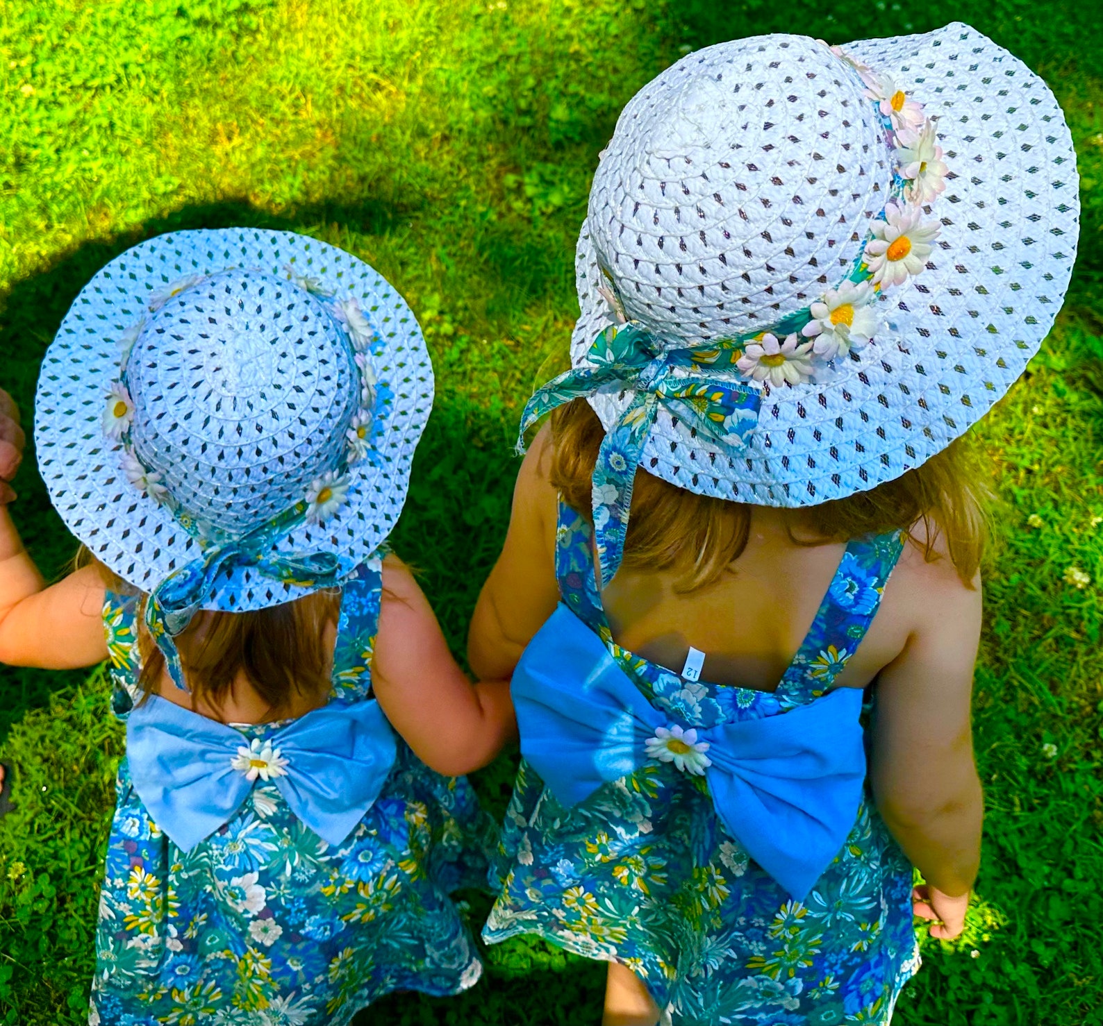 Beautiful Blue Floral Matching Sundresses, Sunhats and Purses - Etsy